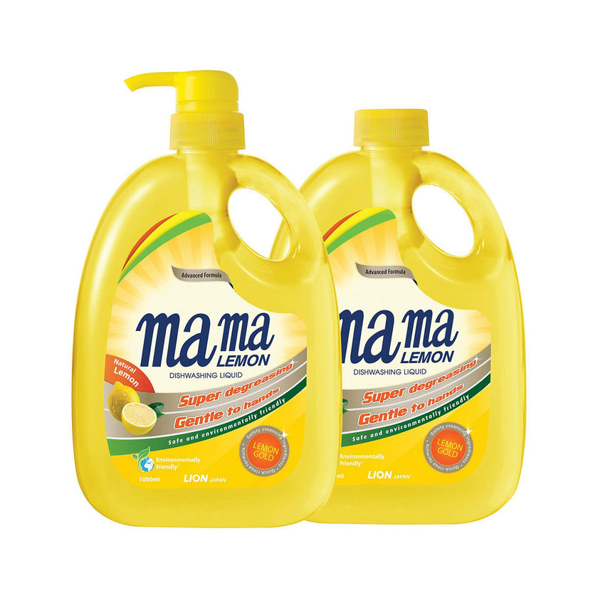 Mama Lemon Dishwashing Liquid Pump 1L + Refill 1L (Lemon Gold) – PSC e-store